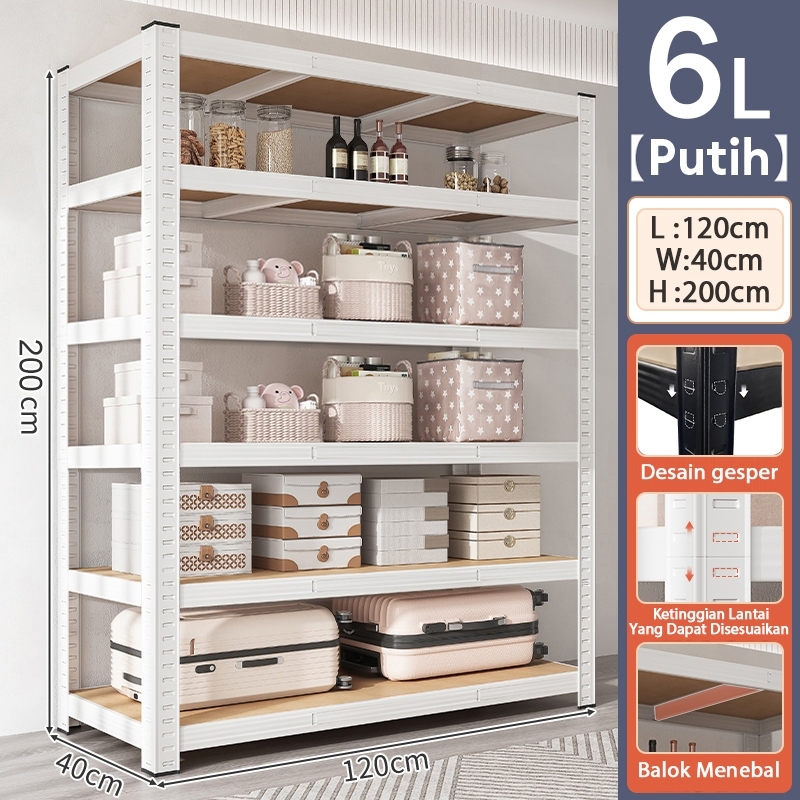 Jual 【100% BESI】Rak Besi Susun 120*40*200CM Rak besi siku 5 susun Rak barang Rak gudang Rak ...