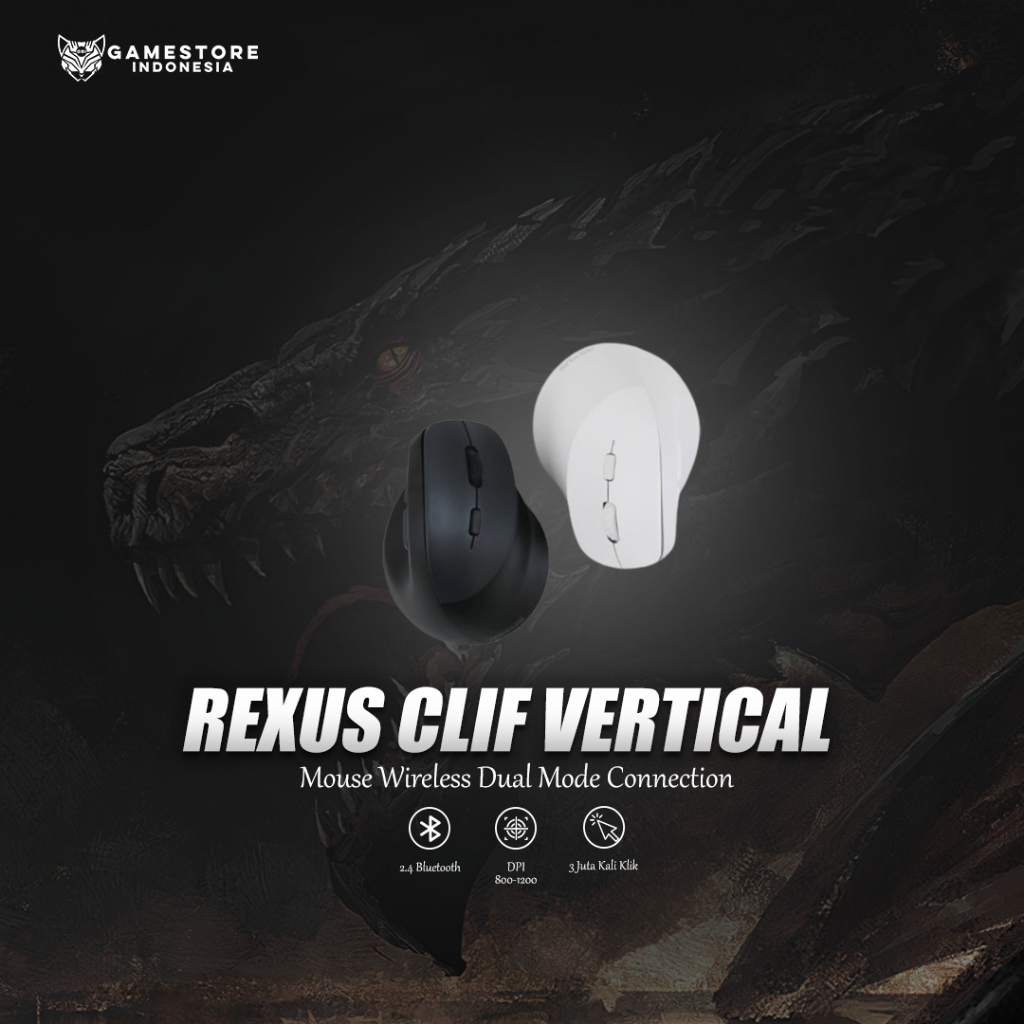 Jual Rexus Clif Vertical Mouse Wireless Dual Mode Connection Cliff ...
