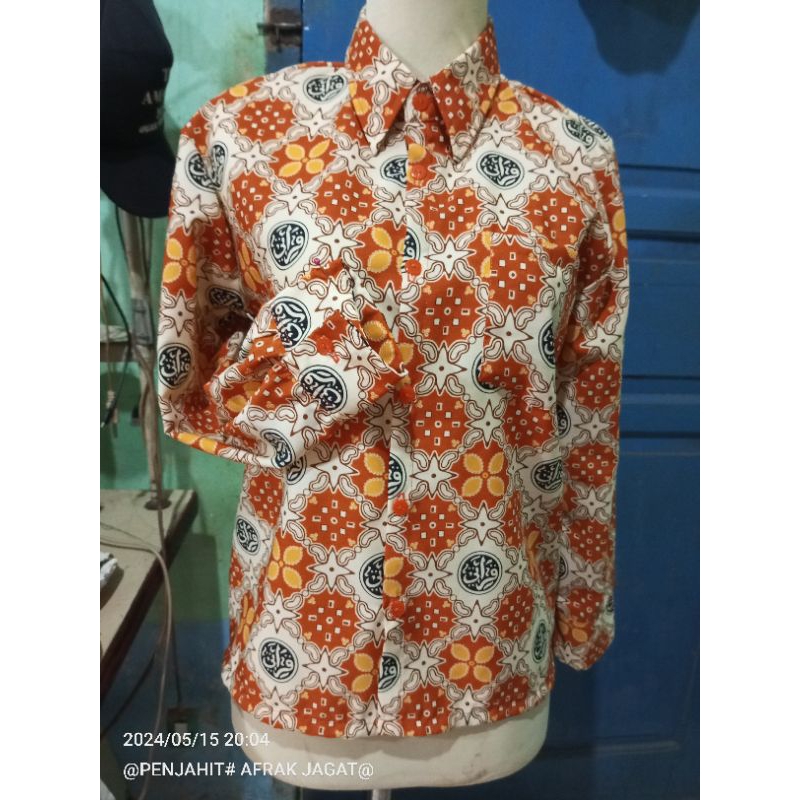Jual seragam madrasah diniyah BATIK logo qiroati orange cerah | Shopee ...