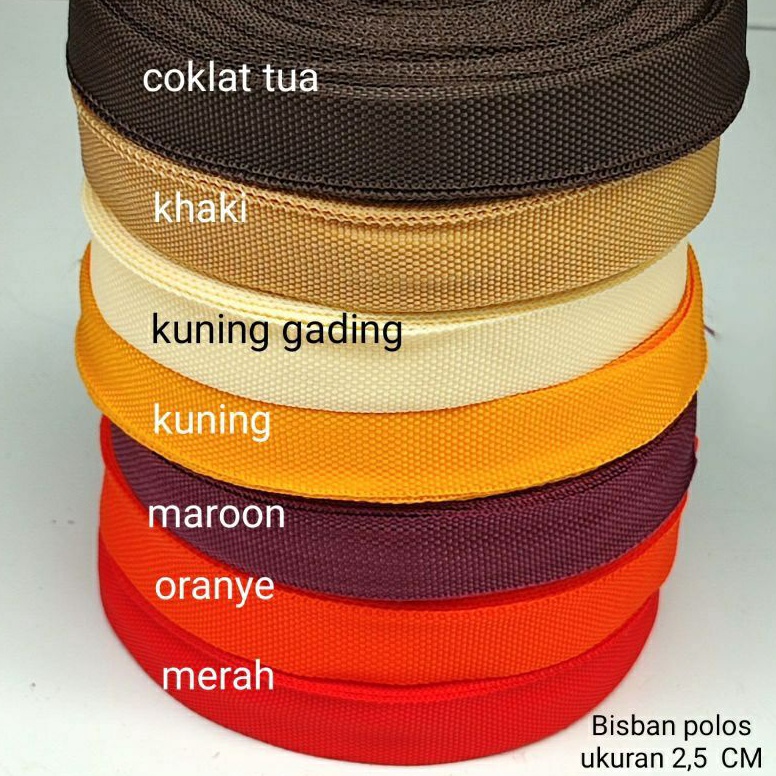 Jual Sedia Disini tali bisban warna plipit kainwebbing PP ukuran 2 5 cm ...