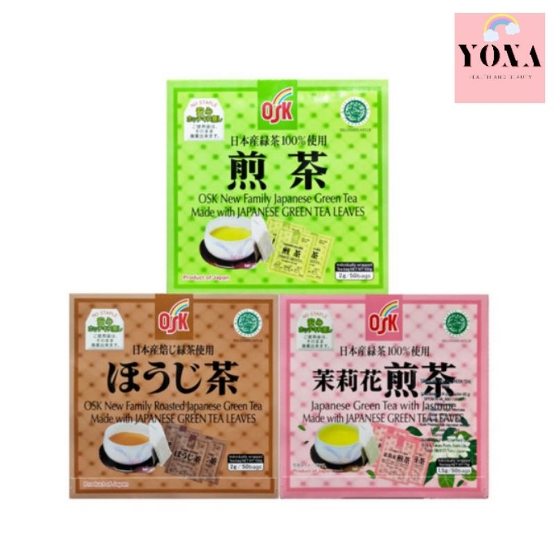 Jual OSK TEH HIJAU GREEN TEA 50BAGS | ORIGINAL | JASMINE | ROASTED GREENTEA | Shopee Indonesia