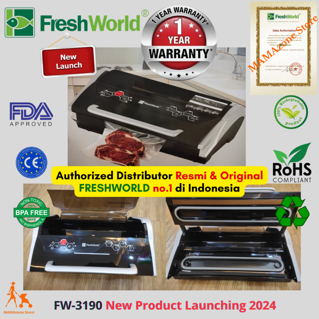 Jual FRESHWORLD Vacuum Sealer Machine FW3190 FW-3190 FW 3190 New Launching 2024 New Generation ...