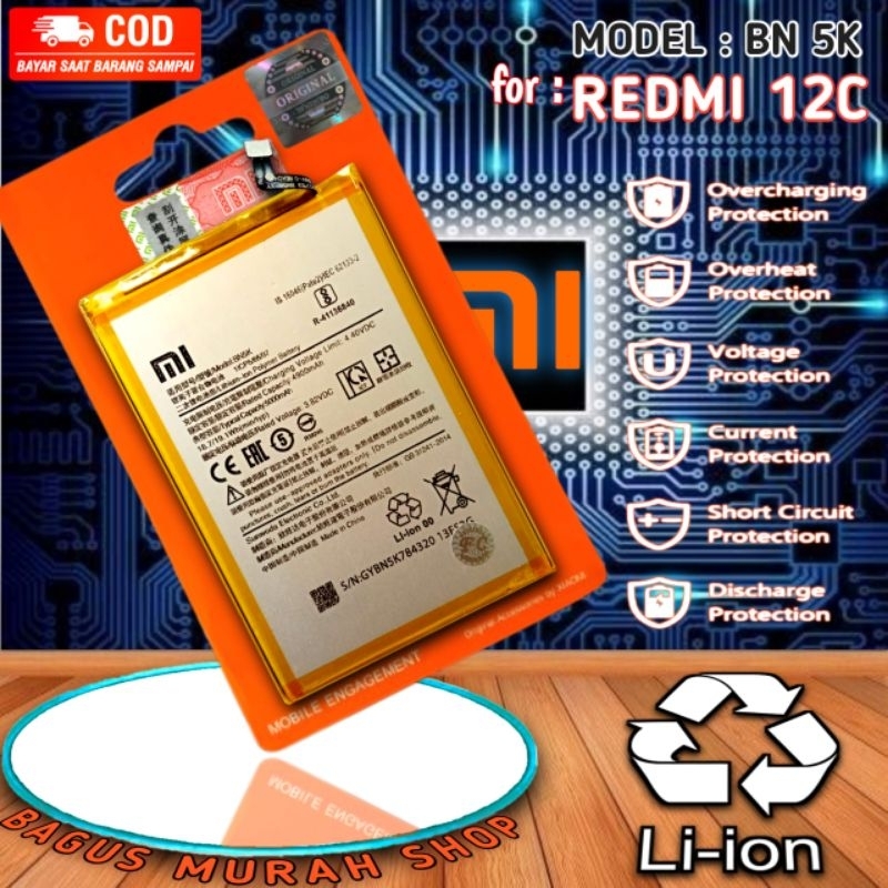 Jual BN5K Batre Xiaomi Redmi 12C Baterai Redmi12C Battery Redmi 12 C ...
