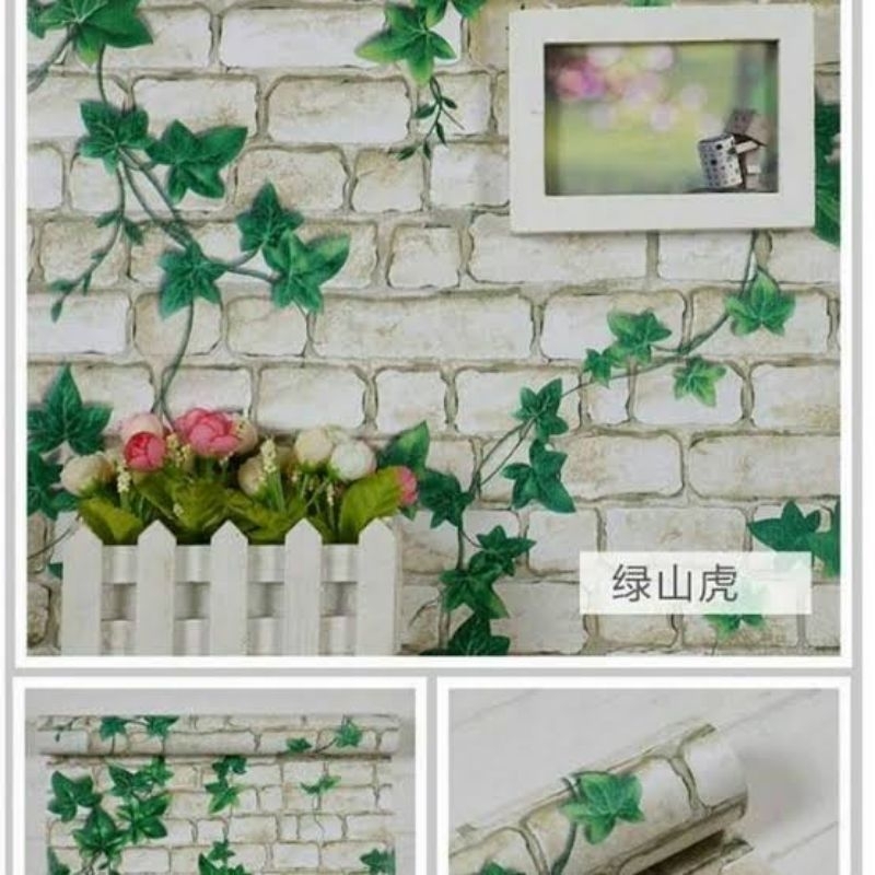 Jual Wallpaper dinding bata daun 1 rol full | Shopee Indonesia