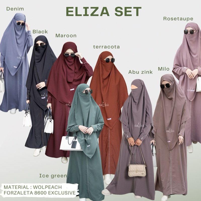 Jual [ready stock] Gamis set French Khimar ELIZA | ABAYA Set Wolpeach ...