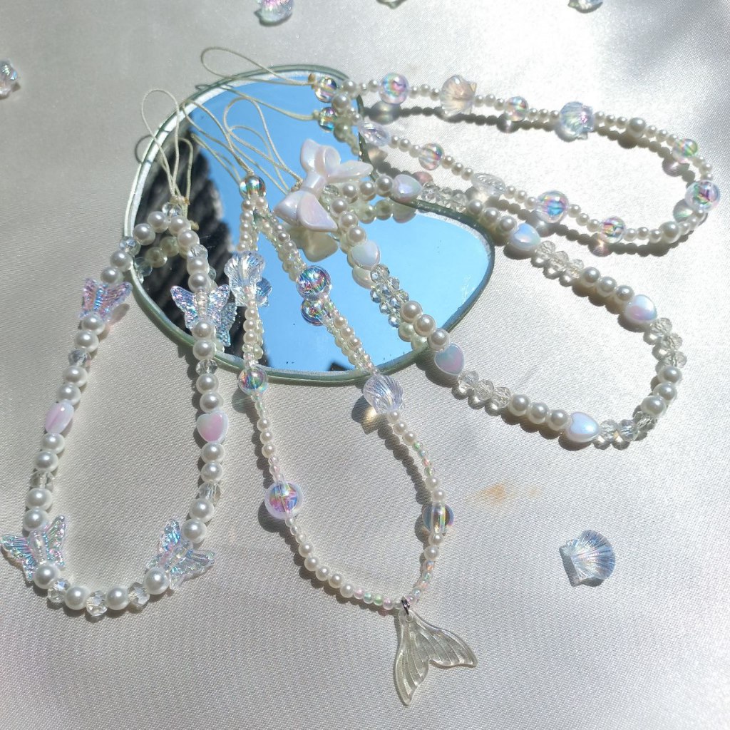 Jual Strap Hp Aesthetic Bahan Manik |Tali Hp Clear Manik Premium ...