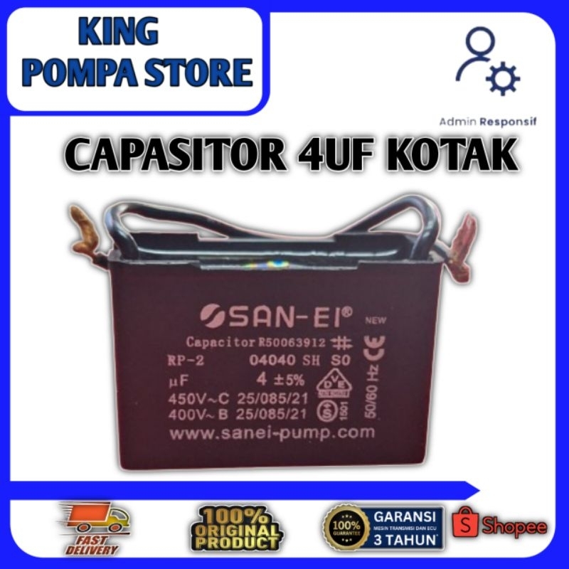 Jual CAPASITOR KOTAK 4UF KHUSUS POMPA PANASONIC POMPA AIR SUMUR DANGKAL ...