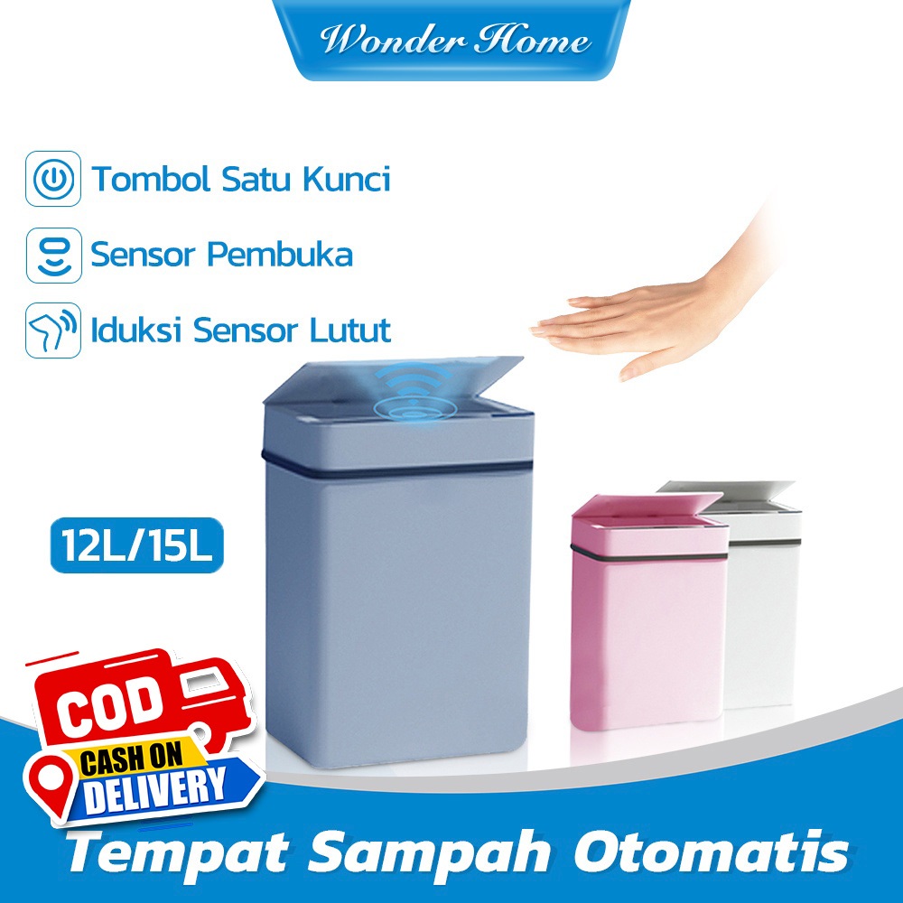 Jual Tempat Sampah 12L 15L Otomatis Sensor Tong Sampah Pintar Infrared Kapasitas Besar Aesthetic ...
