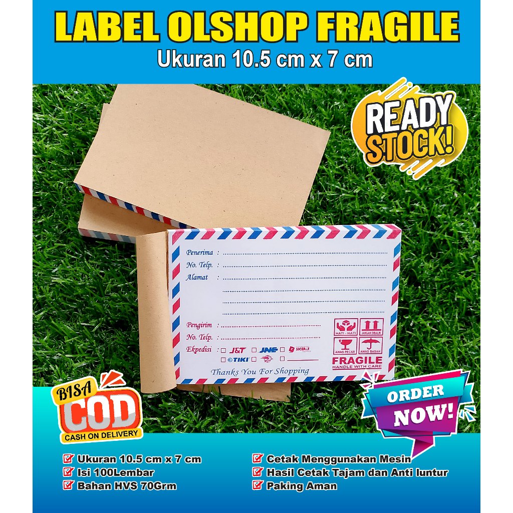Jual label pengiriman olshop isi 100 lembar / label pengiriman barang ...