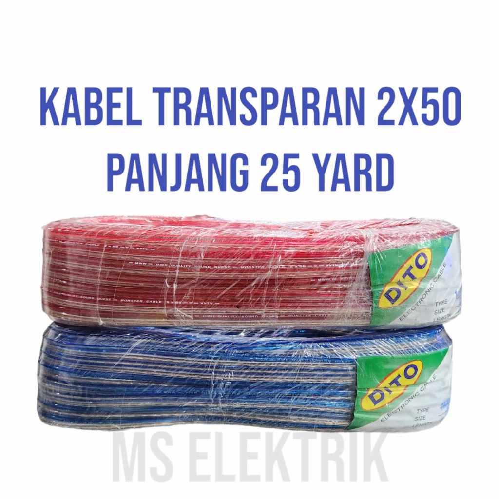 Jual Kabel listrik serabut transparan ukuran 2x50 panjang 25 yard ( 1 roll ) | Shopee Indonesia