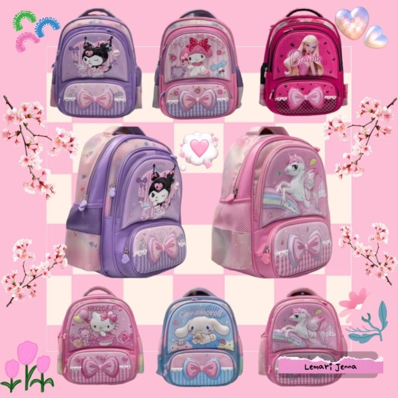 Jual Tas Ransel Sekolah Premium TK dan SD Edisi Pita Karakter Kuromi Melody Hello Kitty ...