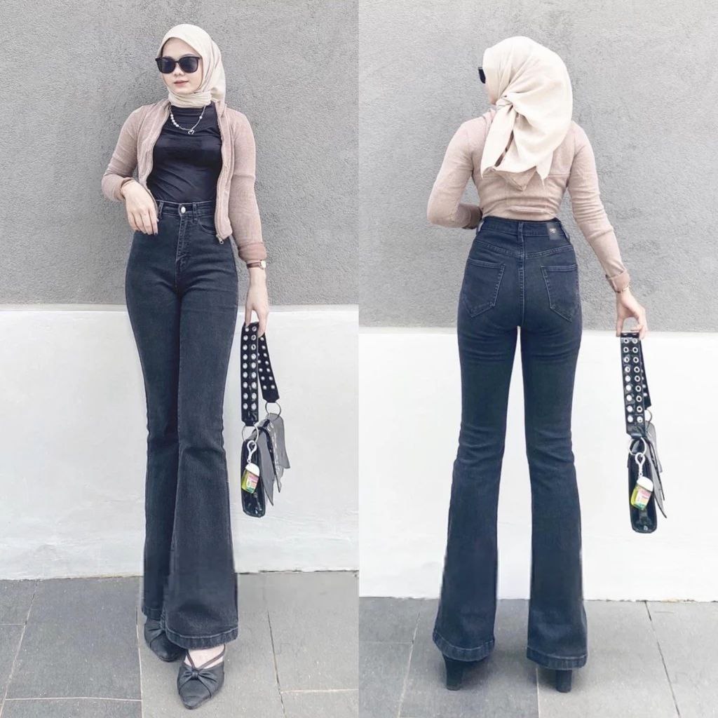 Jual Celana Cutbray Jeans Wanita Highwaist Whisker Anti Ngatung ...