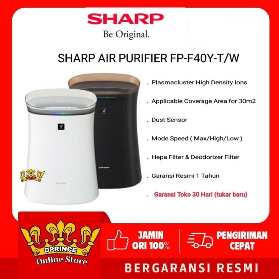 Jual Sharp air purifier FP-F40Y-T Hitam coverage area 30m | Shopee ...