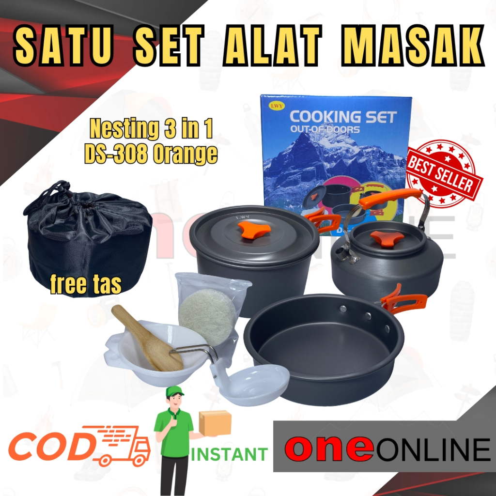 Jual DS-308 cooking set outdoor Nesting Teko Misting DS308 ketel ...