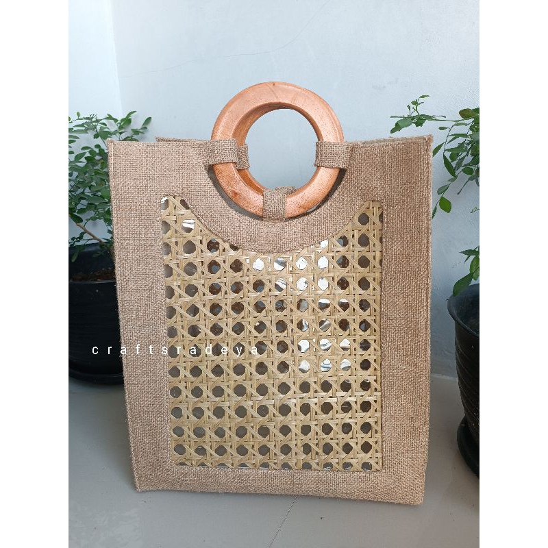 Jual TAS JUMBO GONI KOMBINASI ANYAMAN BAMBU MIKA / Tas Map / Tas Tote ...