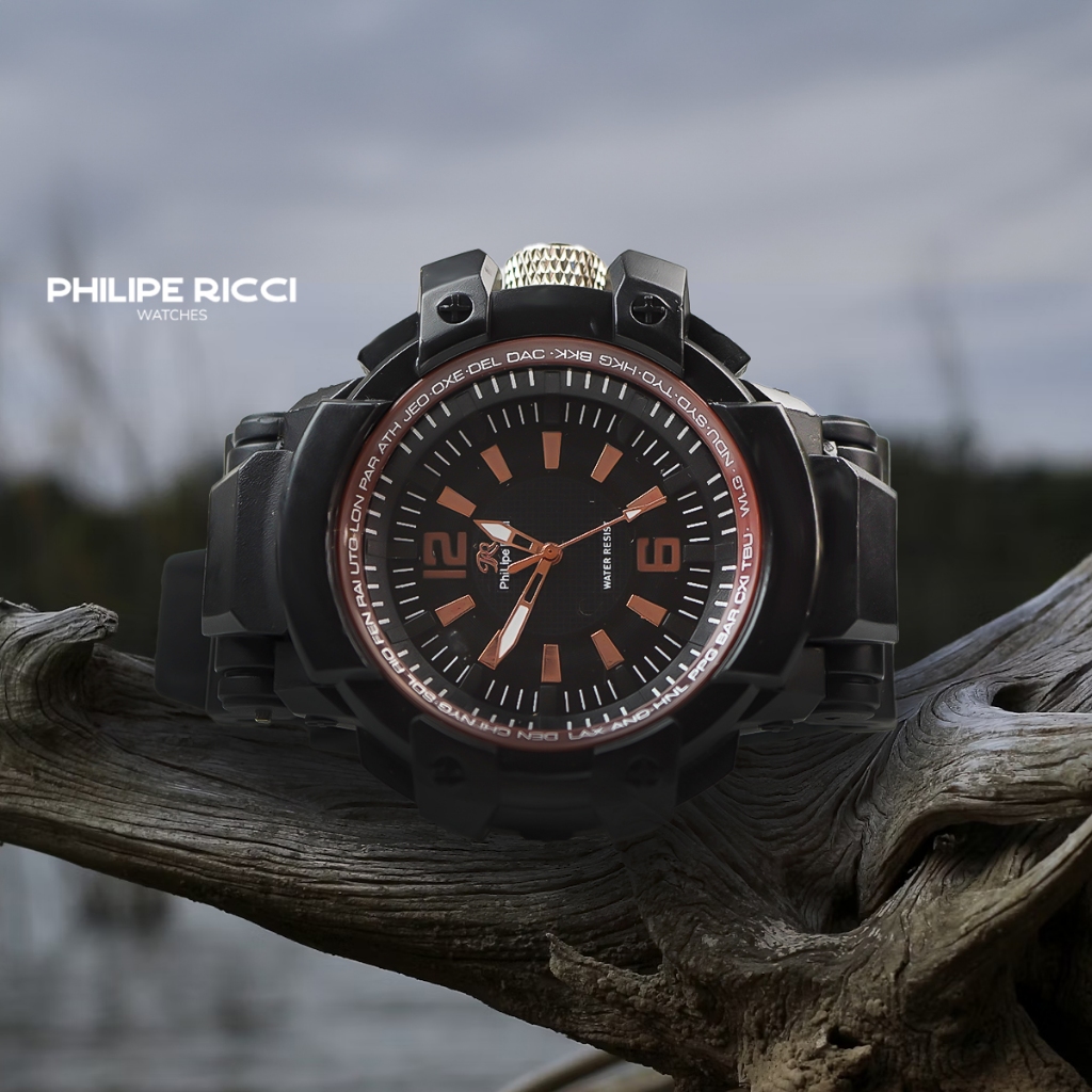 Jual PhiLipe Ricci Jam Tangan Pria Sport Diameter Besar Strap Tali ...