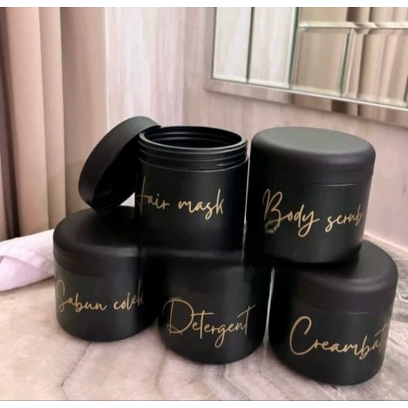 Jual TEMPAT LULUR HITAM JAR 500ML GOLD NEW WADAH SABUN COLEK HAIR MASK ...