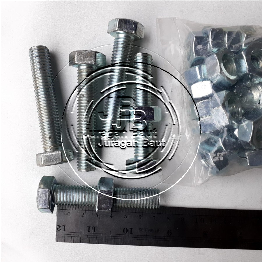 Jual BAUT MUR M14 X 70 PANJANG 7CM 7 CM KUNCI 22 70MM MM PUTIH BAUD BMP M14X70 DIAMETER DRAT ...