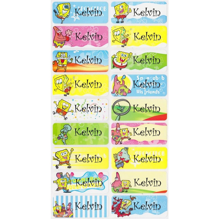Jual Sticker / Label Nama Waterproof - Spongebob | Shopee Indonesia