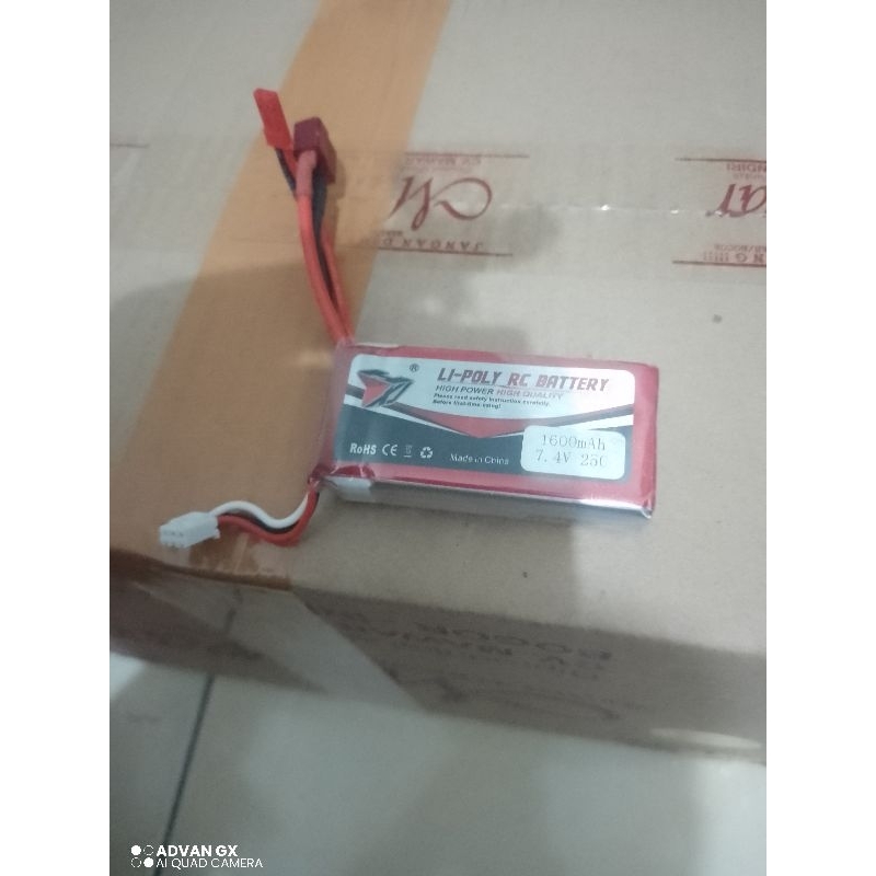 Jual baterai battery Lipo 2s 7.4v 1600mah 25C merk lipoly dual soket | Shopee Indonesia