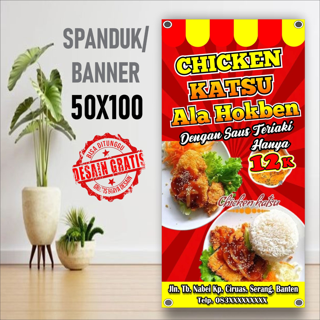 Jual Cetak Banner Cetak Chiken Katsu Ala HOKBEN Ukuran 50X100 CM BISA ...
