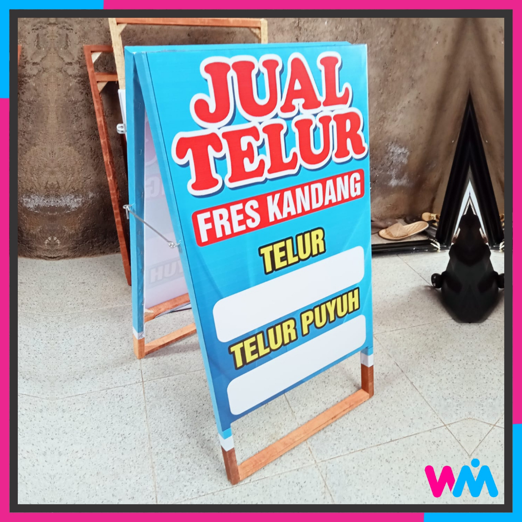 Jual Agen Telur Stand Banner Segitiga Kayu Lipat 50 x 100 cm | Shopee ...