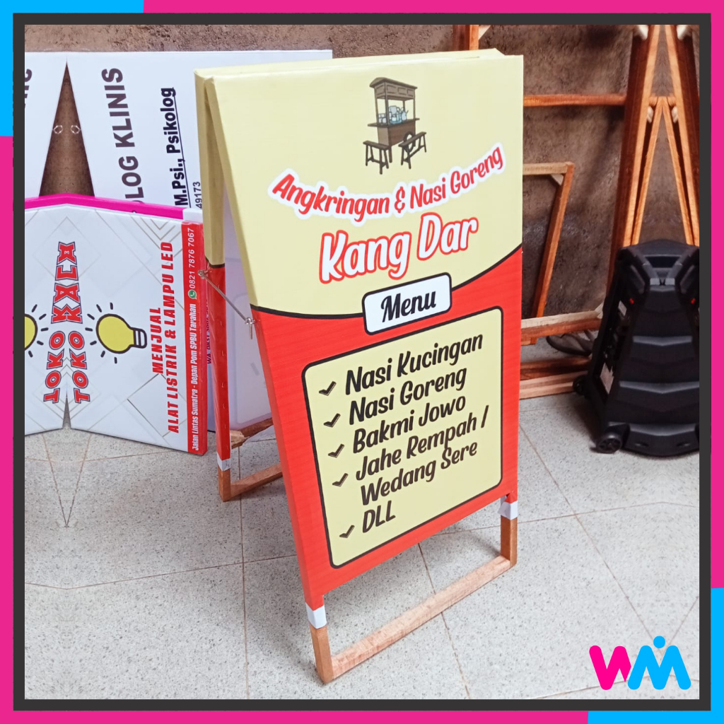 Jual Warung Angkringan Stand Banner Segitiga Kayu Lipat 50 x 100 cm ...