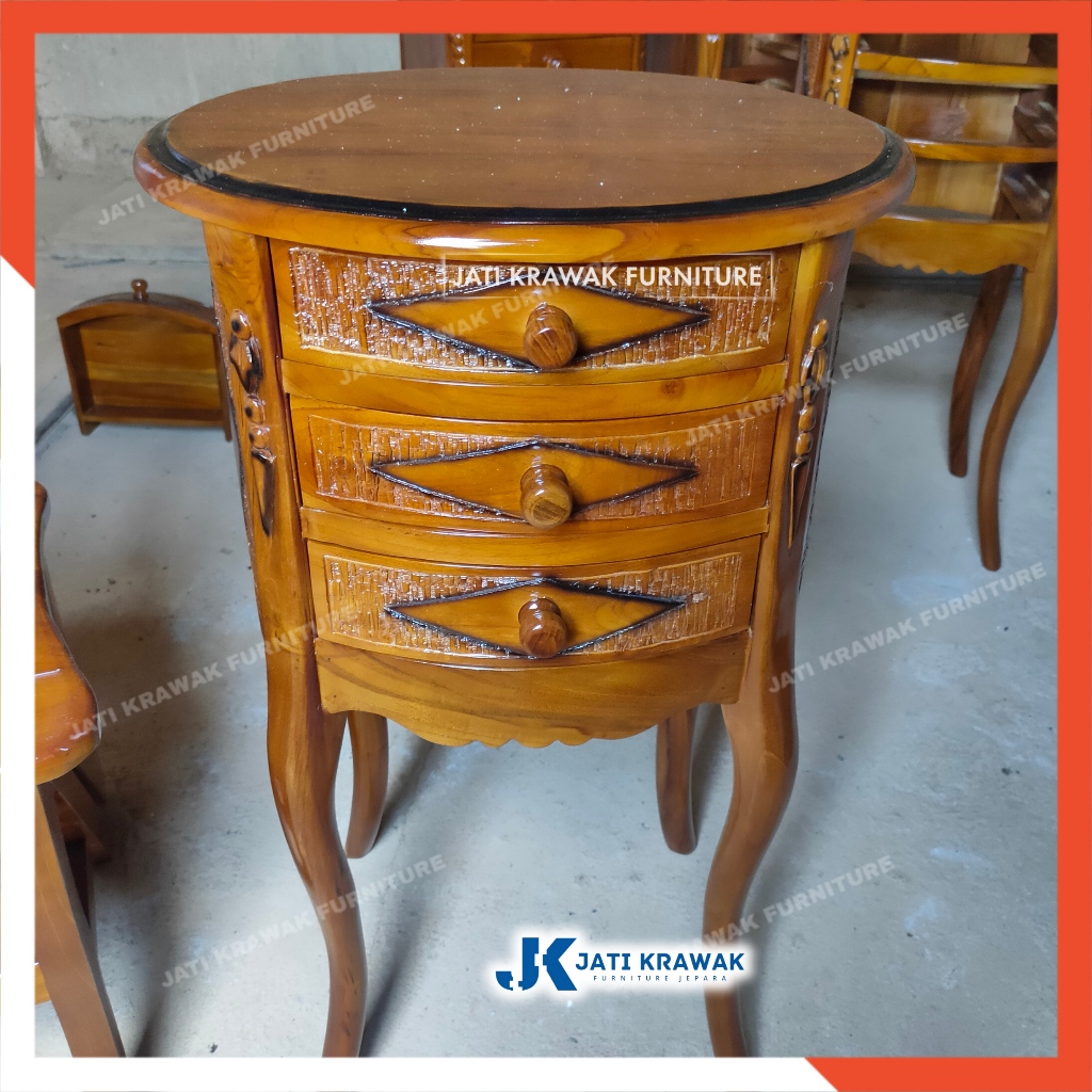 Jual Meja cempolong rantang nakas cumi oval dekorasi kayu jati ukiran ...