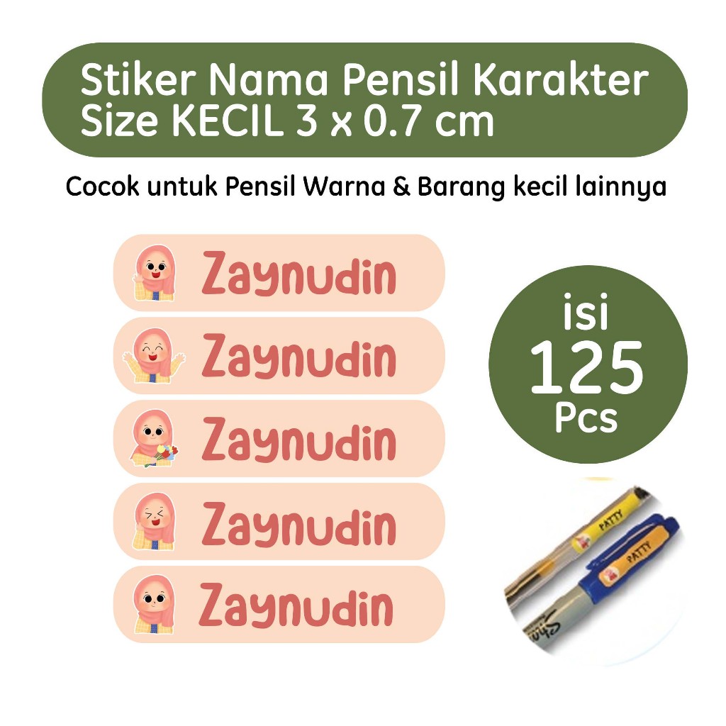 Jual 125 PCS Stiker Label Nama Custom Ukuran Kecil / Stiker Pensil Part ...