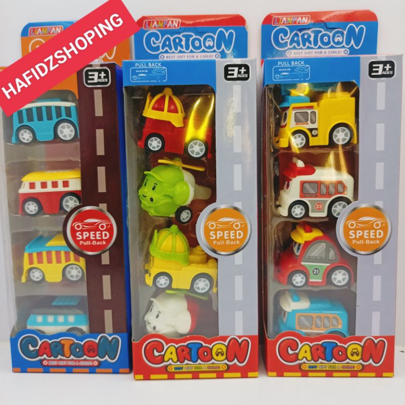 Jual MAINAN MOBIL MINI LUCU CARTOON ROBOCAR CAR BUS ISI 4 | Shopee ...