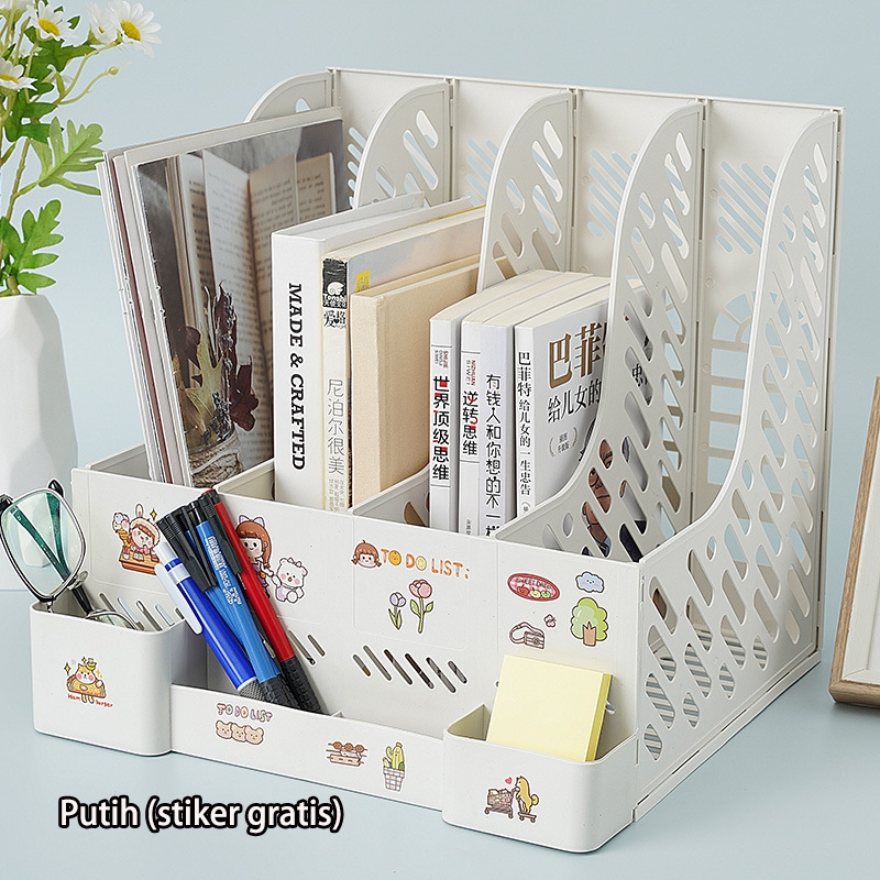 Jual 4 Warna Rak Buku Sekat Rak Penyimpanan Meja Belajar Stationary Kit ...