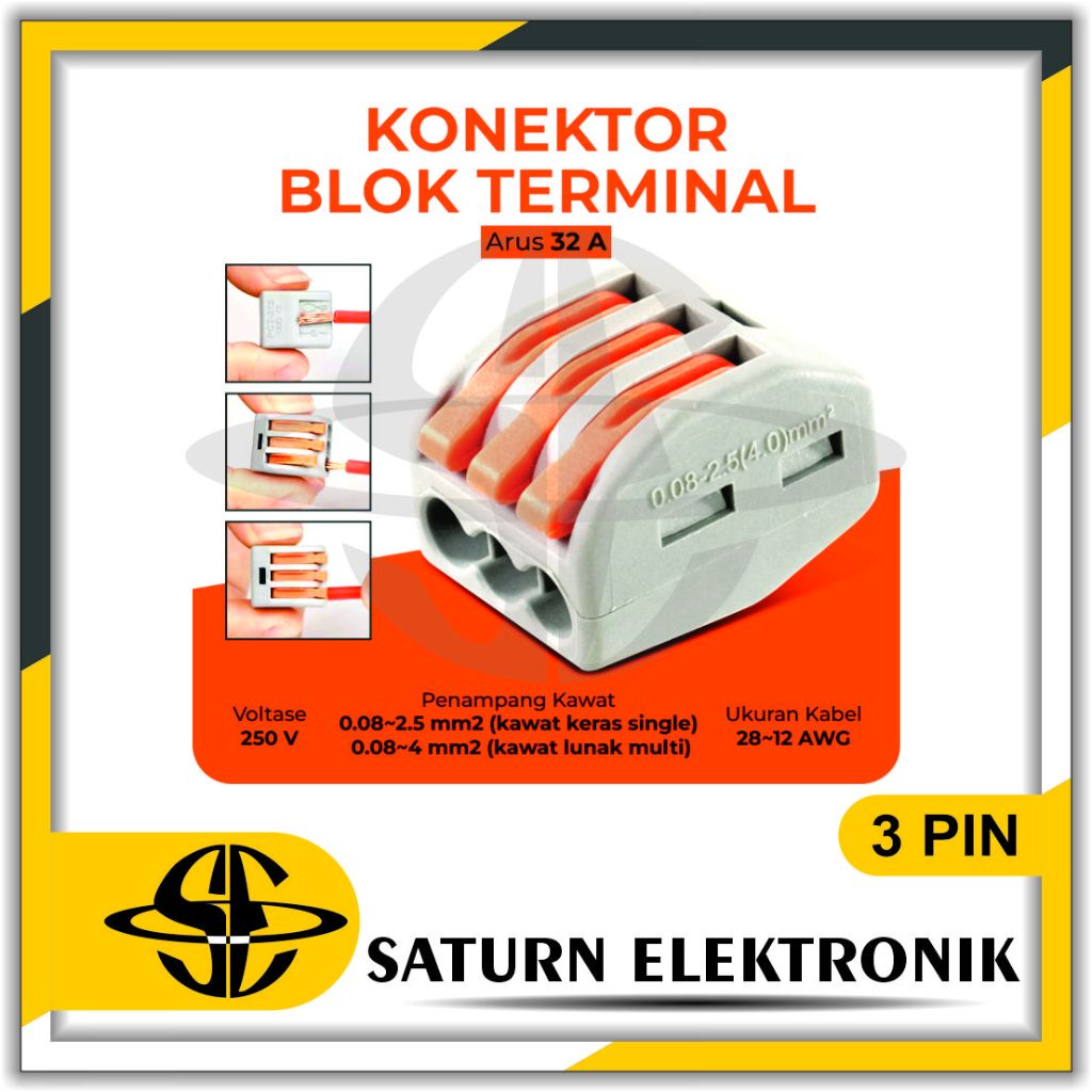 Jual Konektor Blok Terminal Penghubung Kabel 3 Pin | Shopee Indonesia