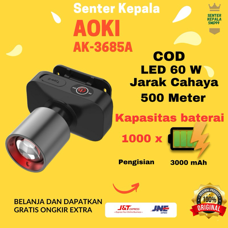 Jual Senter Zoom Aoki Ak-3685A | 60W | Shopee Indonesia