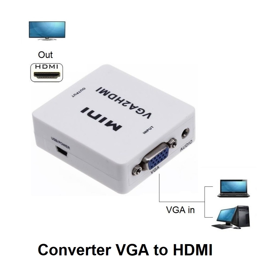 Jual Converter VGA to HDMI Adapter Box Mini | Shopee Indonesia