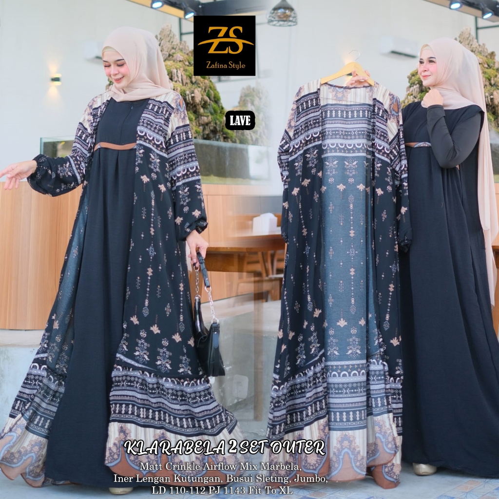 Jual Gamis Modern Outer Klarebela Set 2 in 1 Gamis Set Include Outer ...