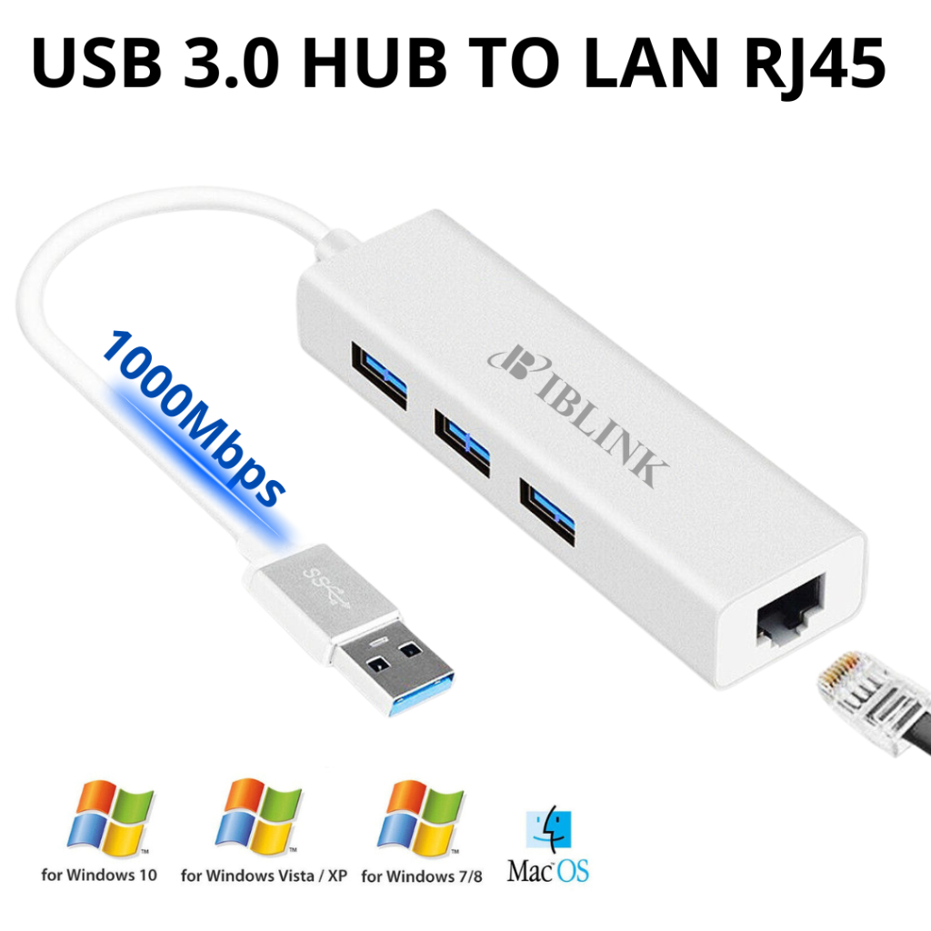 Jual USB 3.0 TO LAN RJ45 +USB HUB 3PORT converter adapter/ USB3.0 ...