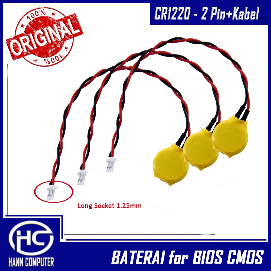 Jual Battery CMOS CR1220 Baterai CR 1220 kabel Rechargeable 3V | Shopee ...
