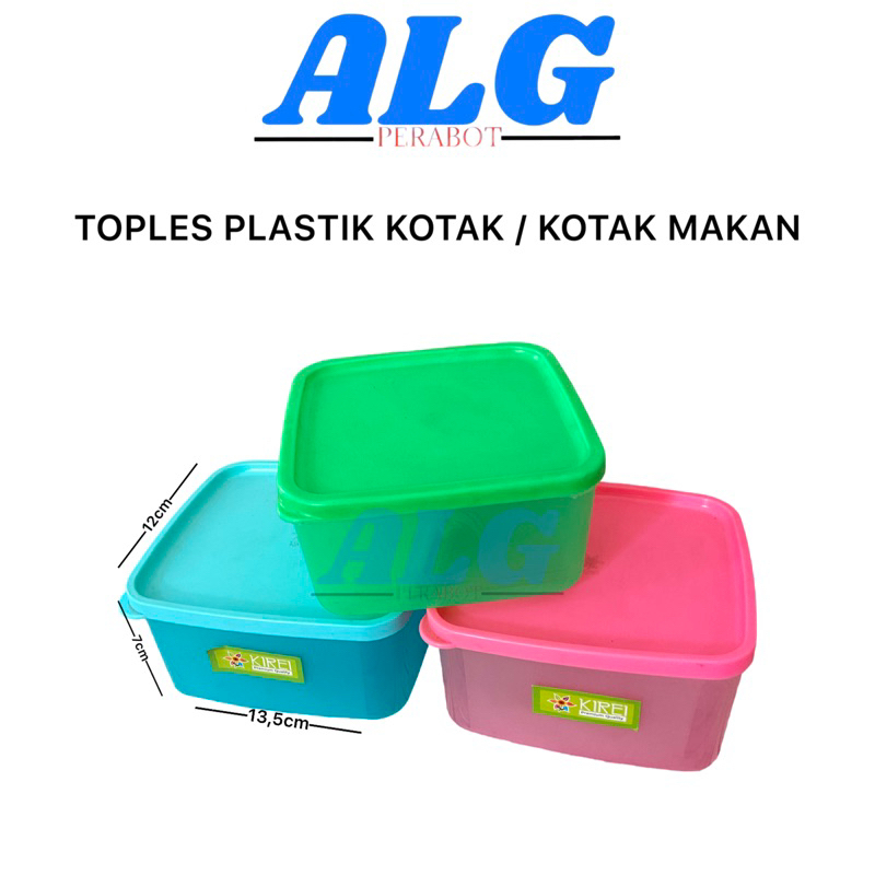 Jual toples kotak kotak makan toples kue plastik kirei serbaguna simple ...