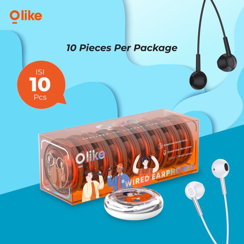 Jual OLIKE E301 Wired Earphone (Per pcs/ecer) Headset Handsfree 120cm ...