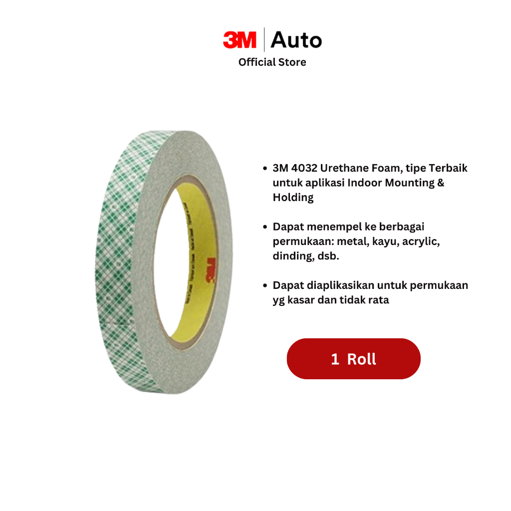 Jual 3M Scotch Double Tape 4032 Mounting Tape Urethane Foam Tape 12mm x ...