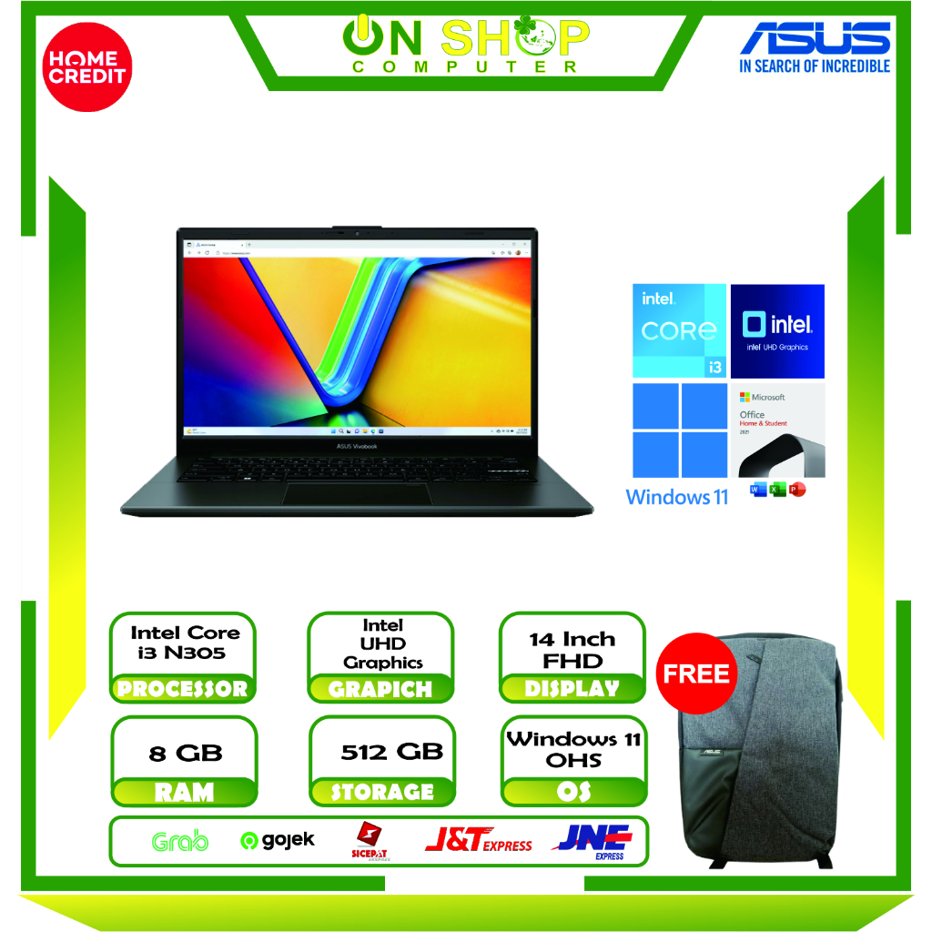 Jual ASUS Vivobook Go 14 E1404GA FHD351 Core i3 N305 8GB 512GB W11 OHS ...