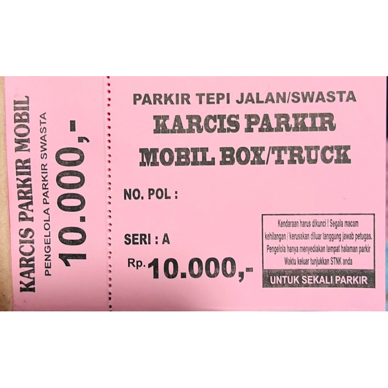 Jual KARCIS PARKIR MOTOR MOBIL UNIVERSAL KERTAS WARNA | Shopee Indonesia