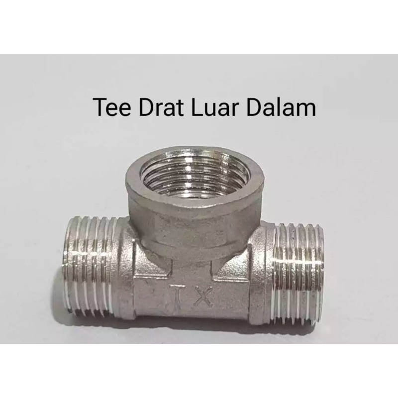 Jual Sambungan Kran Stainless Nepel Tee Shower Kloset Sok | Tee Drat Dalam | Tee Shower 1 drat ...