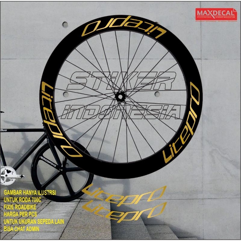 Jual sticker rims stiker sepeda fixie roadbike LITEPRO gold | Shopee ...