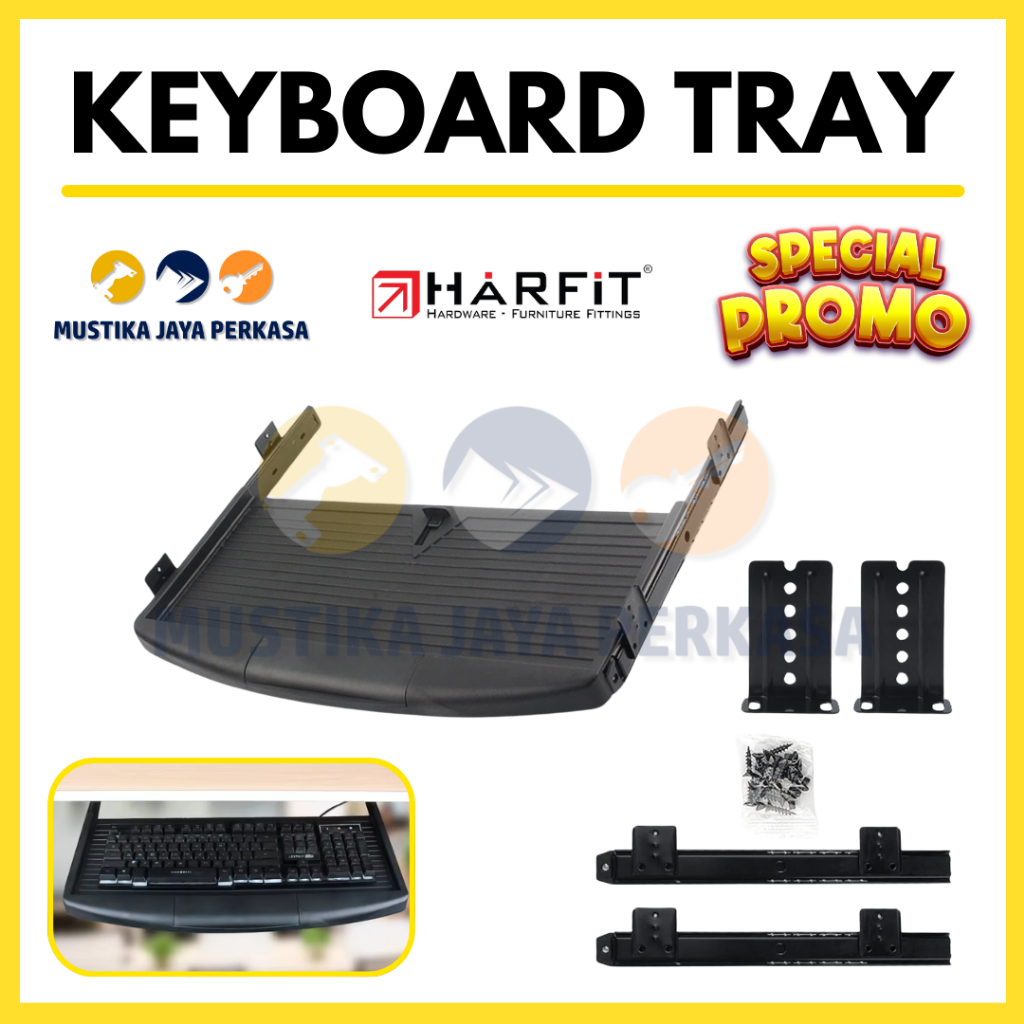 Jual Keyboard Tray Rel Harfit Hitam Plastik / Tatakan Keyboard Komputer ...
