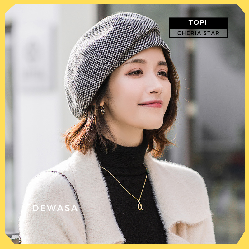 Jual Topi Baret Wanita Dewasa Fashion Korea Beret Perempuan Cap Lebar ...