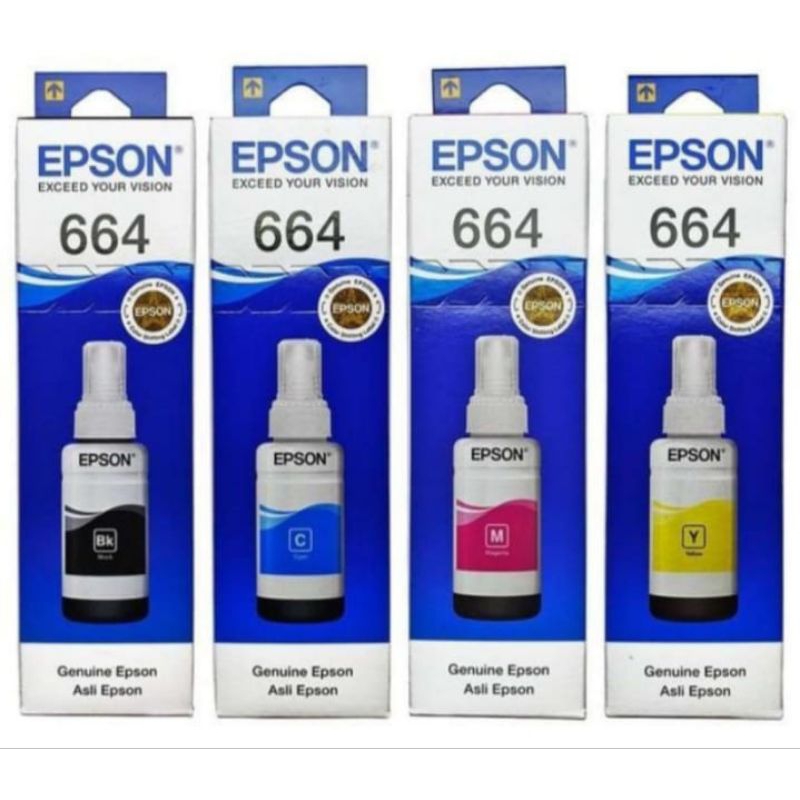 Jual TINTA EPSON 664 ORIGINAL 1 SET (BK,C,M,Y) | Shopee Indonesia