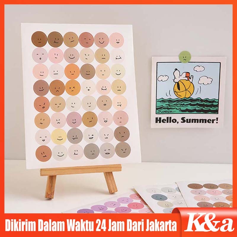 Jual 1 Pcs sticker dot monochrome aesthetic vintage, smile Face Sticker ...