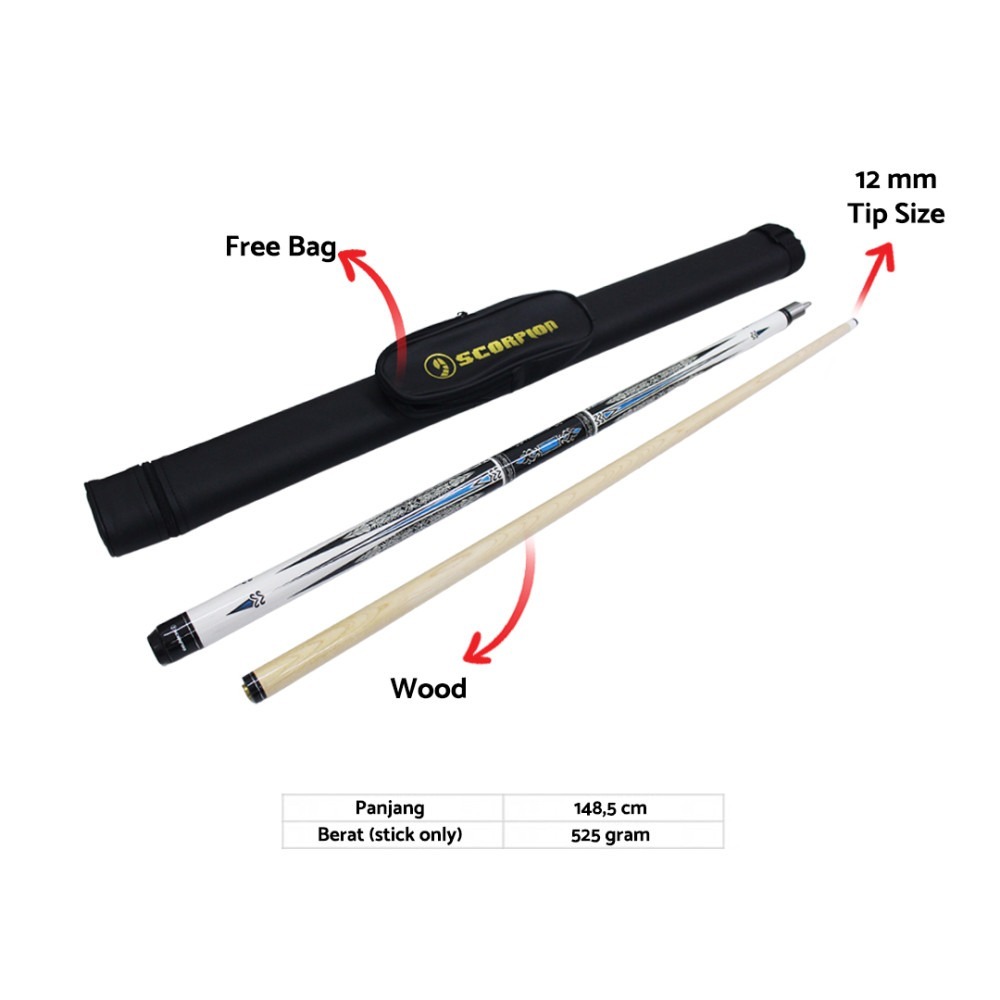 Jual Stick Billiard Scorpion Graphite X9 12MM Billyard Stik | Shopee ...