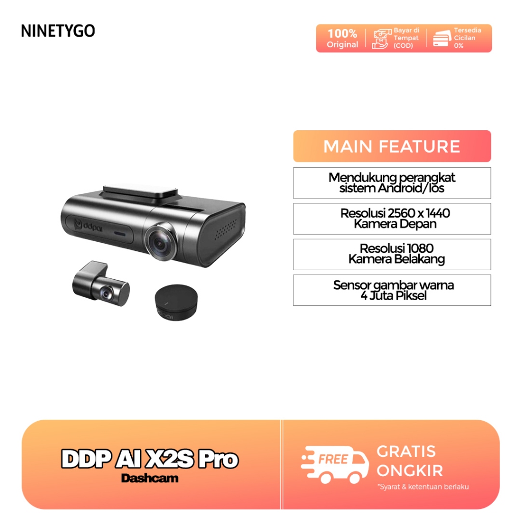 Jual DDPAI X2S Pro Front 2K QHD Rear Full HD WiFi GPS Dashcam - Global ...